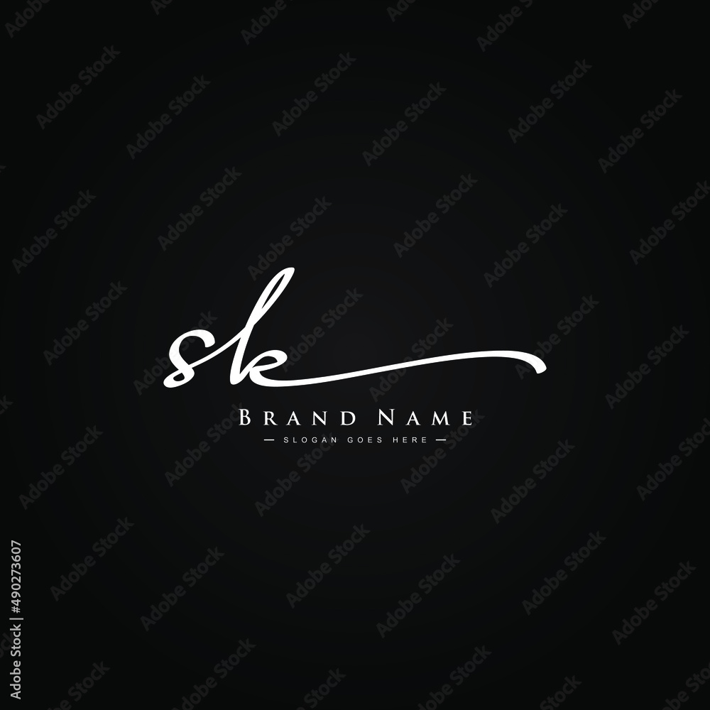 Initial Letter SK Logo - Handwritten Signature Style Logo Stock Vector ...
