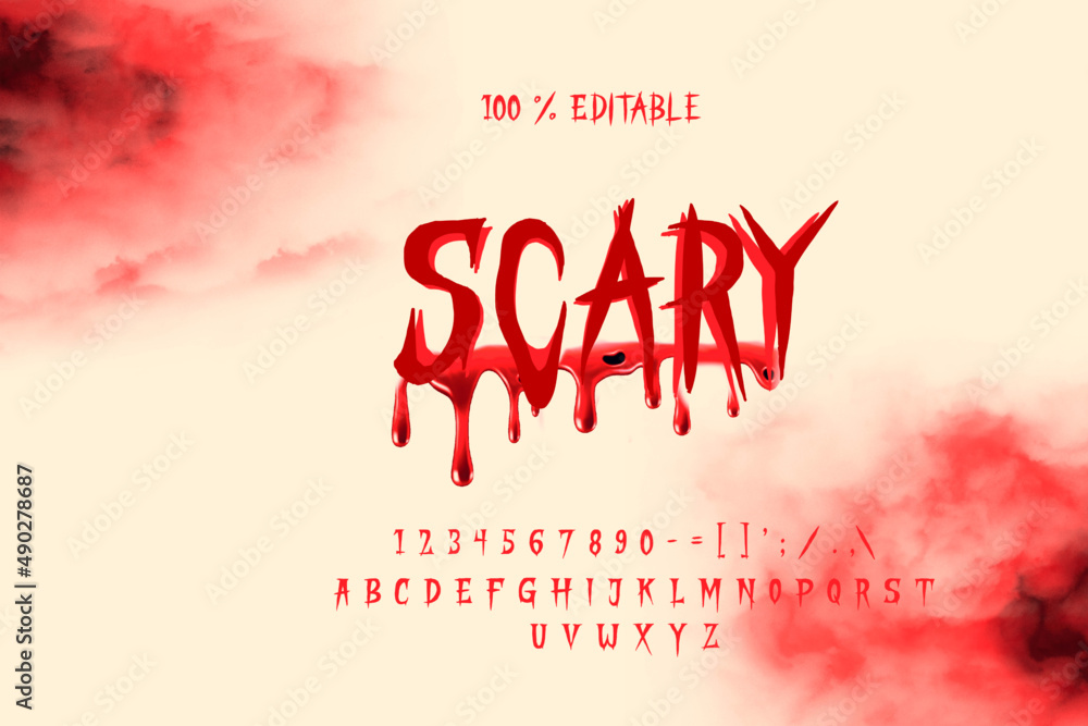 Blood Horror scary movie alphabet font. Typography Blood dripping ...