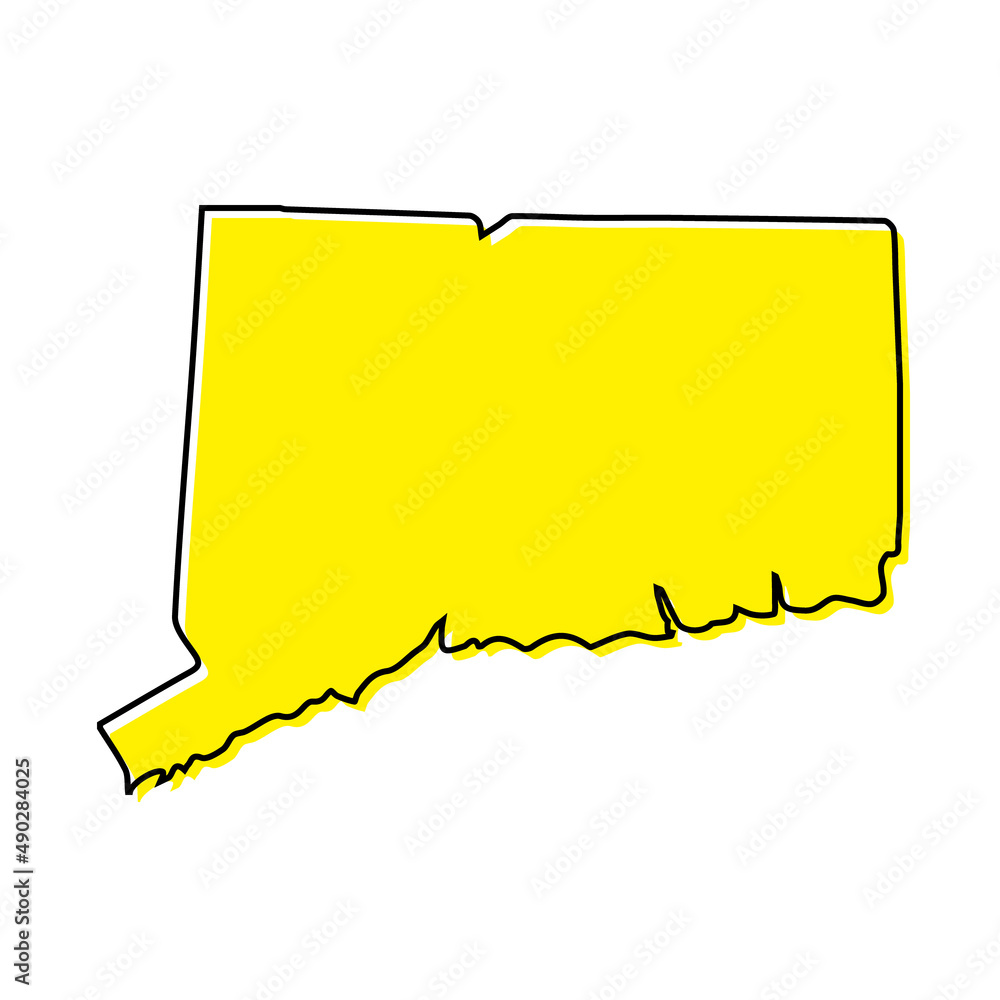Simple outline map of Connecticut is a state of United States. Stylized ...