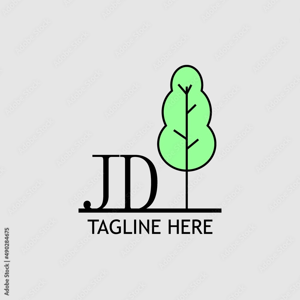 JD letter with green tree logo Stock Vector | Adobe Stock