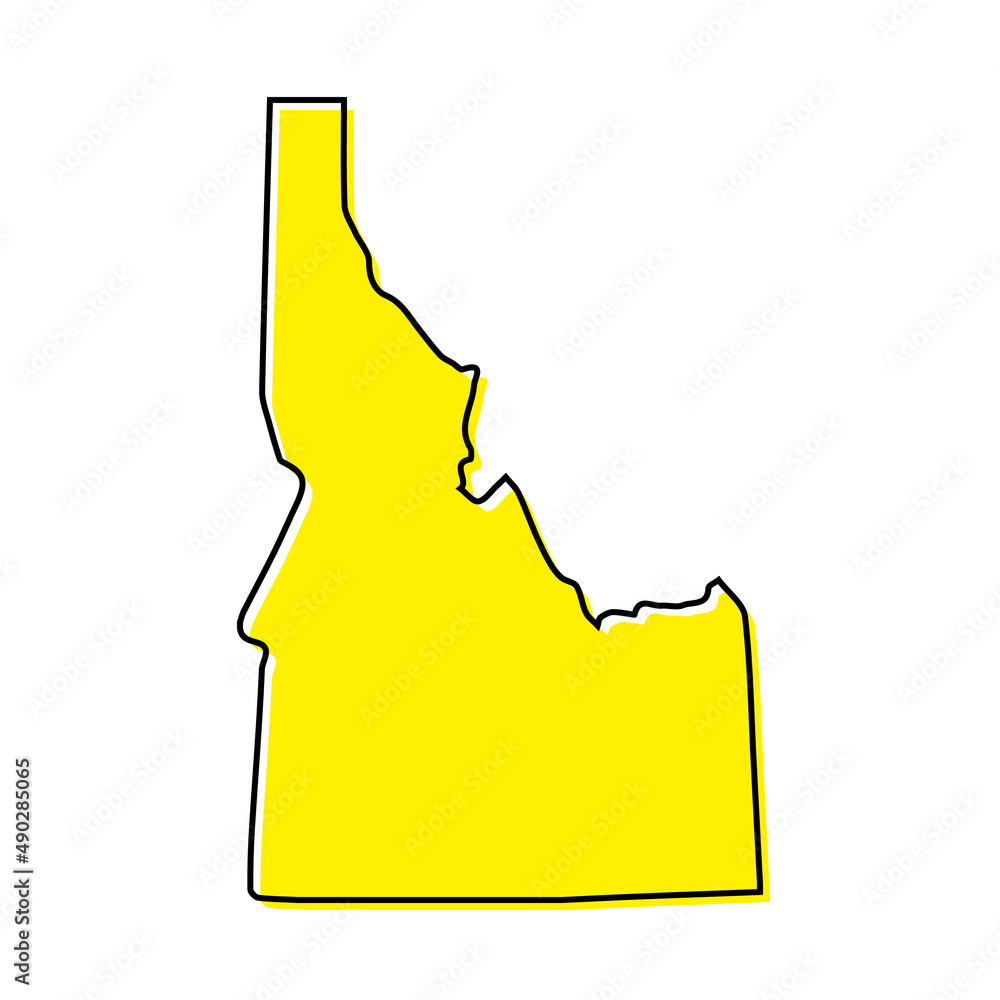 Simple outline map of Idaho is a state of United States. Stylized line ...