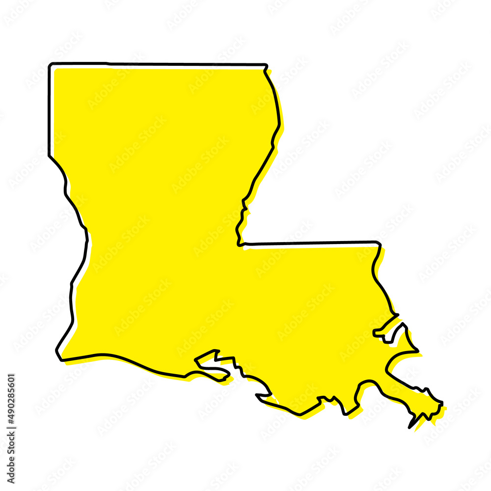 Simple outline map of Louisiana is a state of United States. Stylized ...