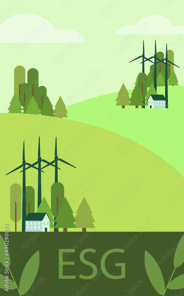 Poster design for sustainable living. ESG, green energy and sustainable ...