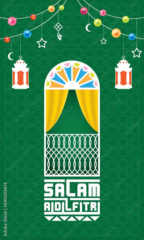 Beautiful traditional Malay style wooden window frame with Raya ...