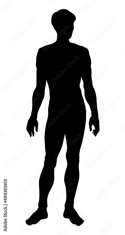 The male silhouette stands sideways. Vector drawing Stock Vector ...