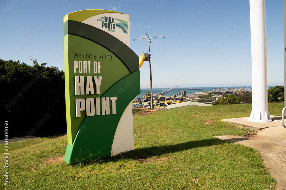 Port of Hay Point coal loading facility near Mackay, Australia with ...