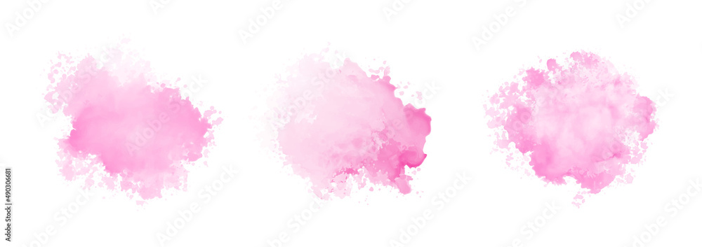Abstract pink watercolor water splash set on a white background. Vector ...