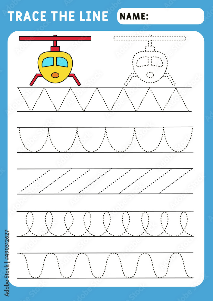 Vetor de Trace line worksheet for kids. Basic writing. Working pages ...