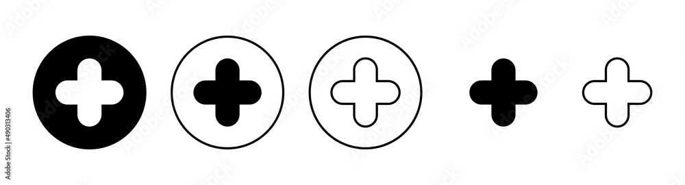 Plus Icons set. Add plus sign and symbol Stock Vector | Adobe Stock
