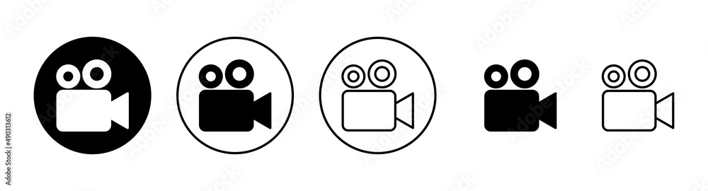 Video icons set. video camera sign and symbol. movie sign. cinema Stock ...
