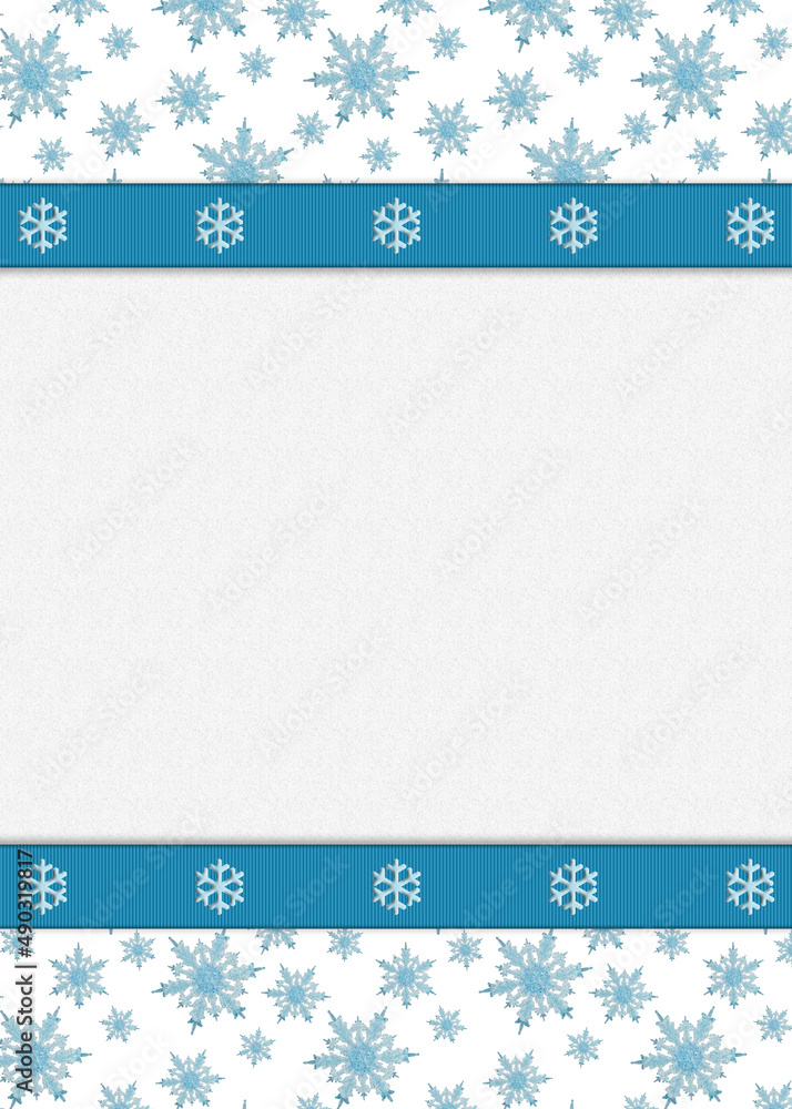 Winter border with blue snowflake on white Stock Illustration | Adobe Stock