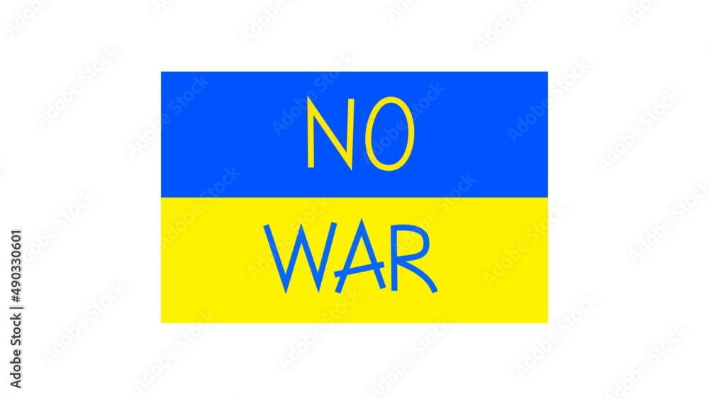 Self Drawing animation The inscription No war appears in blue and ...
