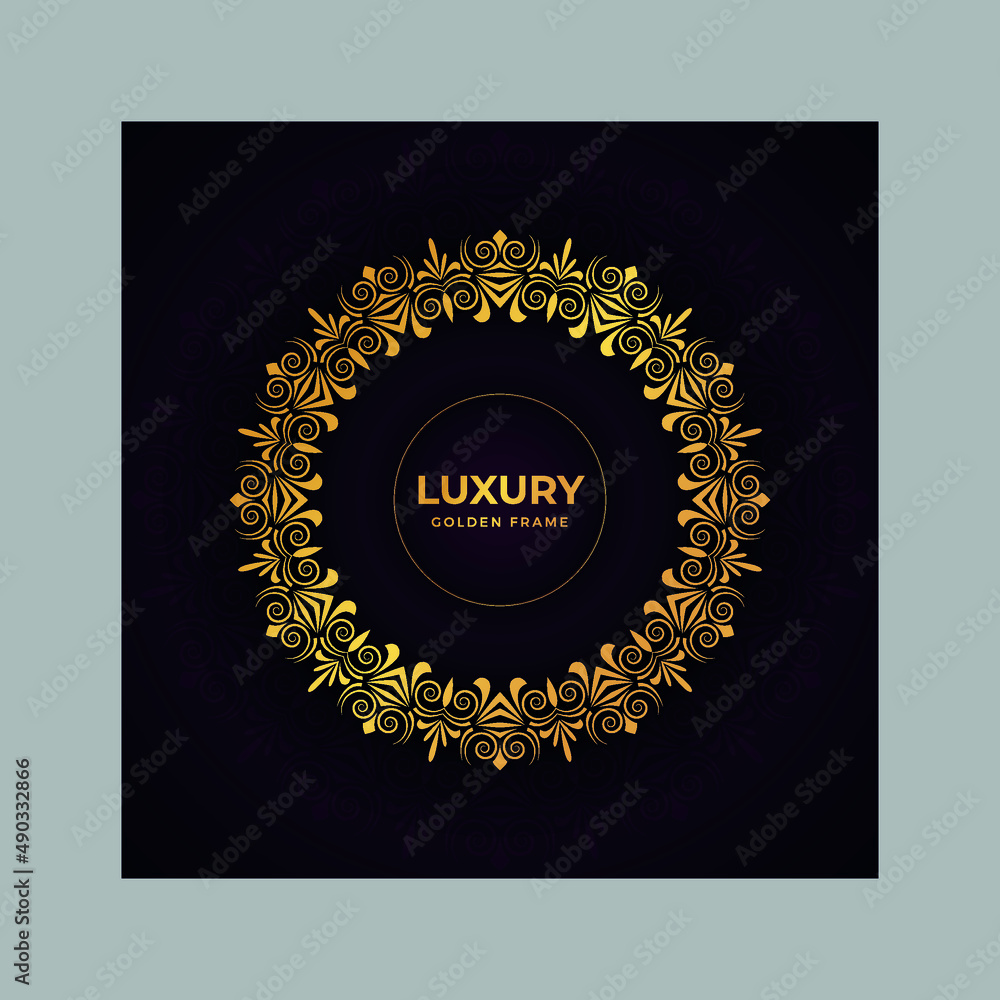 Luxury golden circle frame template Vector. Stock Vector | Adobe Stock