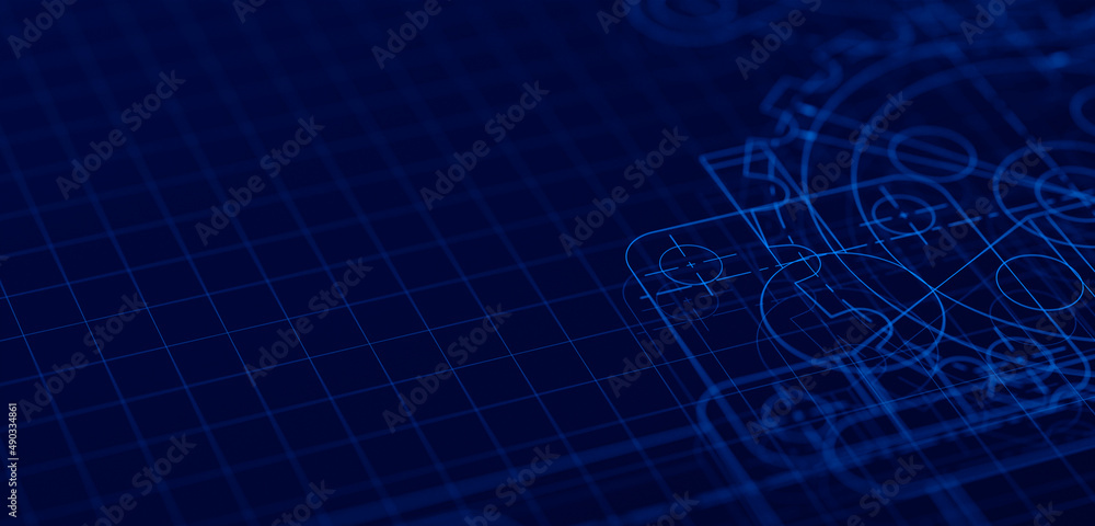 Blueprints engineer technician design drawing mechanical gear ...