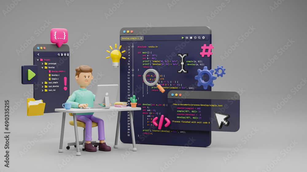 Programmer Developer Typing Script Source Languages Coding Symbols Icon Development Project Data