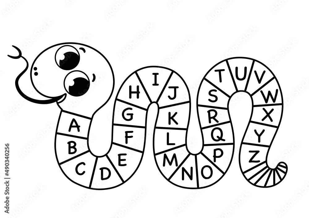 Educational English Alphabet Vector illustration Fitted on a Snake ...