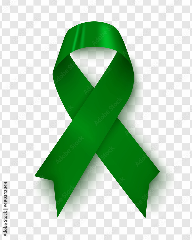 Liver Cancer Awareness Month. Emerald Green Color Ribbon Isolated On ...
