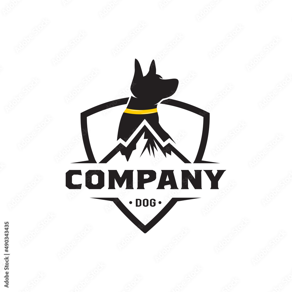 Mountain dog logo shield symbol background, design template, symbol ...