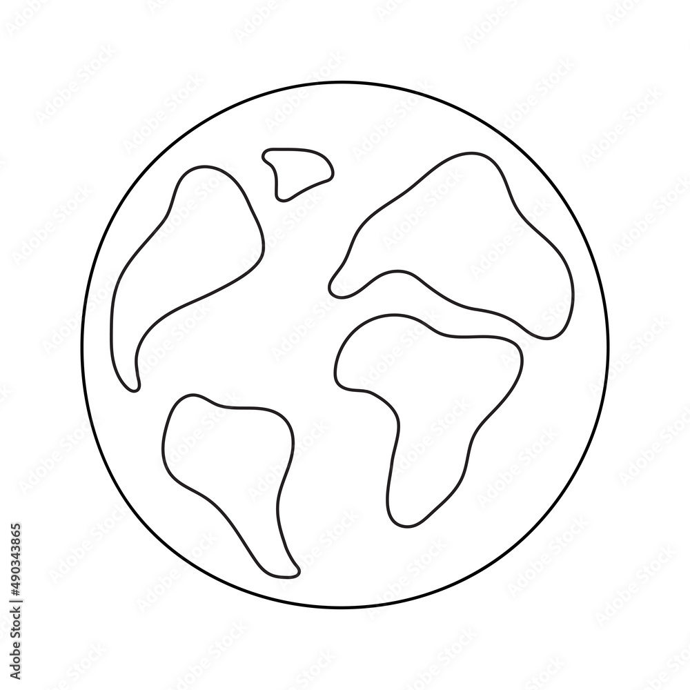 Simple outline globe world map vector Stock Vector | Adobe Stock