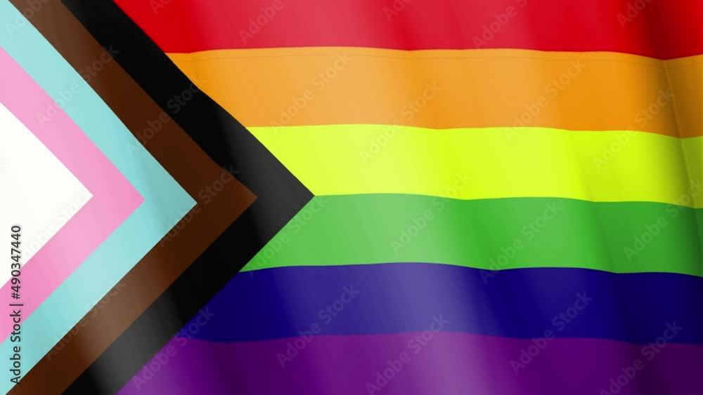 Progress Pride rainbow flag background waving in seamless loop ...