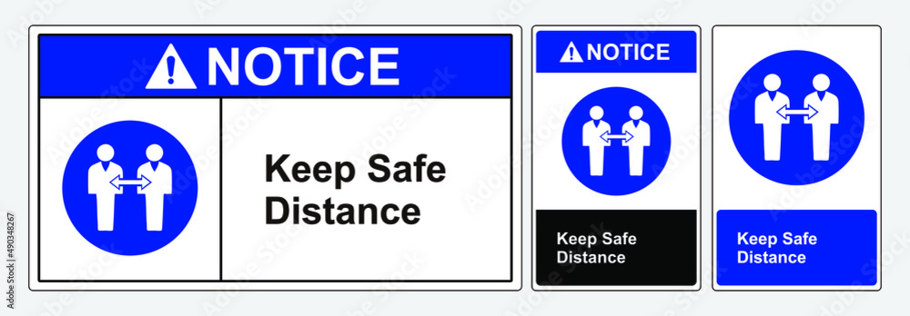 Safety Sign keep social distancing, sign lanscape and potrait forms ...