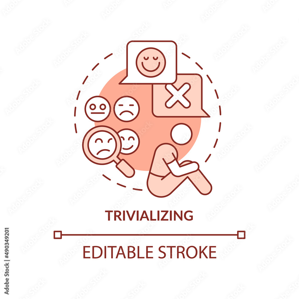 Trivializing turquoise concept icon. Gaslighting behaviour sign ...