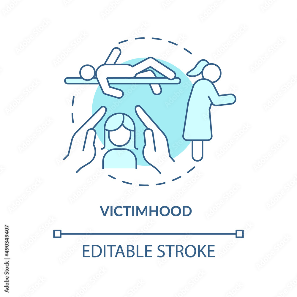 Victimhood turquoise concept icon. Psychological manipulation case ...