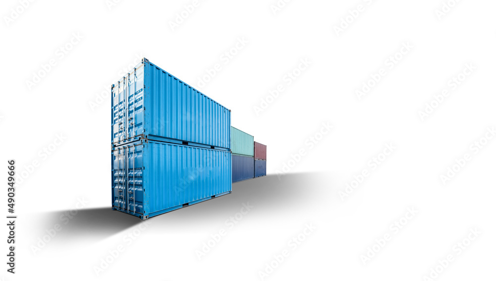 Containers box isolated on white background from cargo freight ship in ...