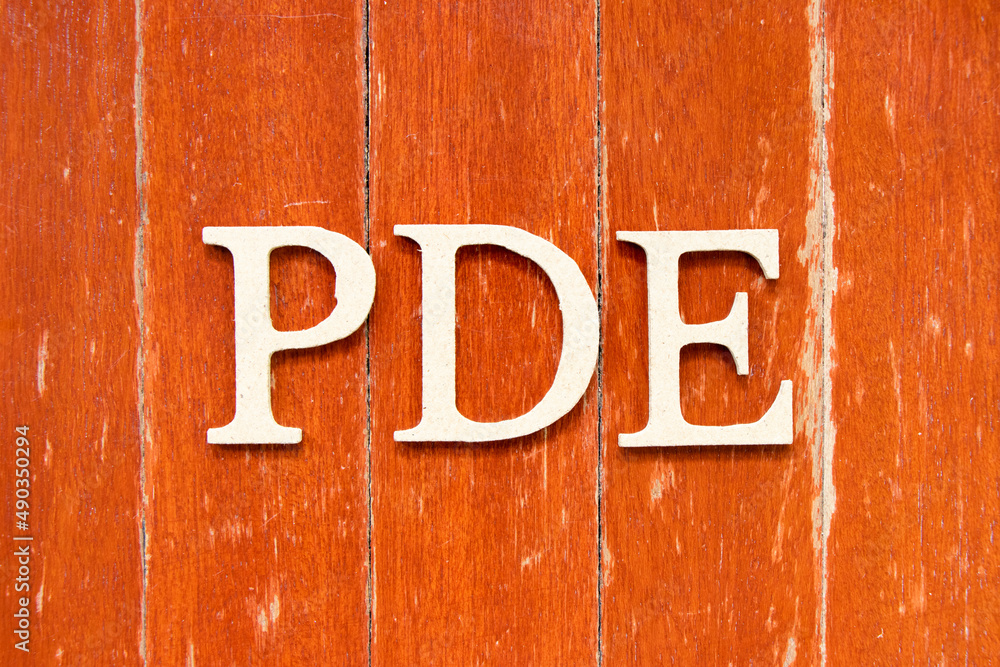Alphabet letter in word PDE (abbreviation of permitted daily exposure ...