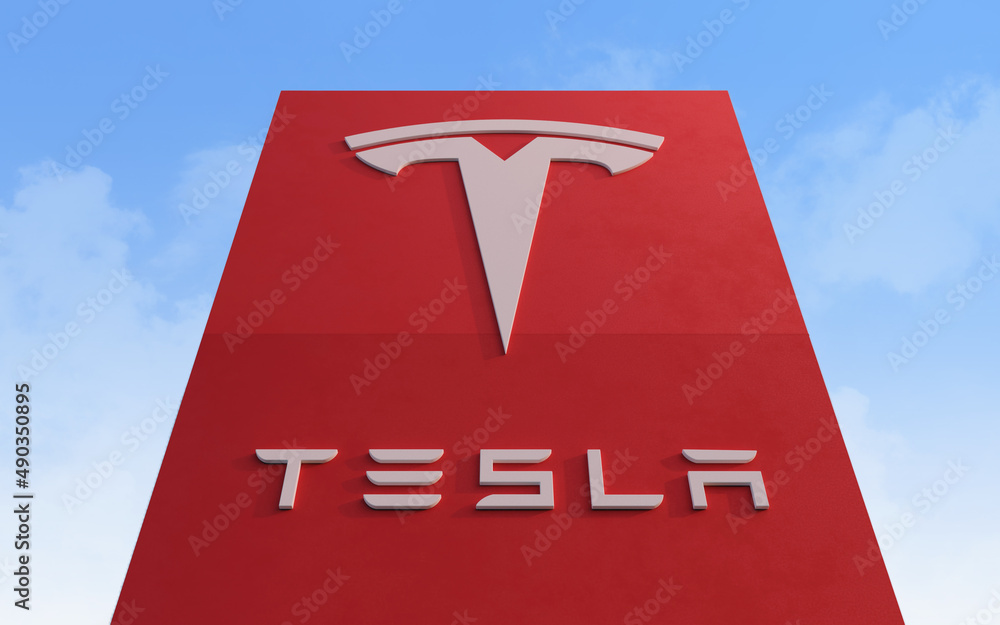 Tesla signage at a dealership building in Westmont Stock Photo | Adobe ...
