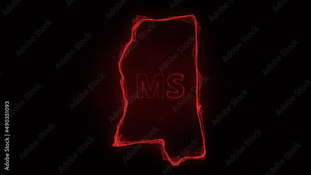 Plexus flat map showing the state of Mississippi from the United State ...