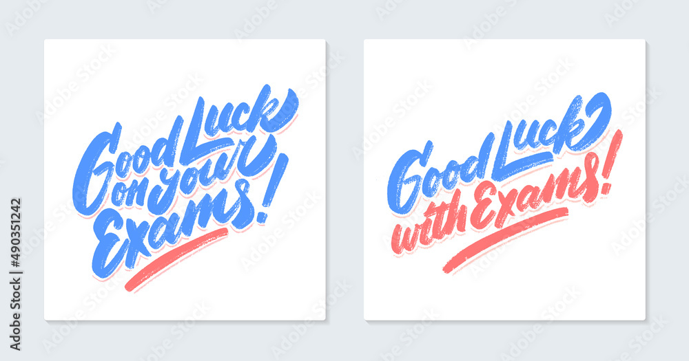 Good luck on your Exams. Vector lettering handwritten cards. Stock ...
