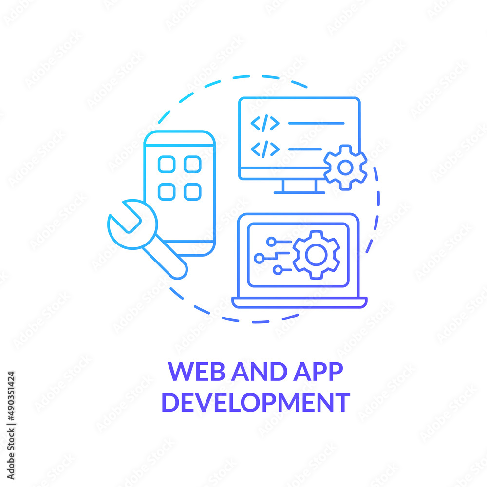 Web and app development blue gradient concept icon. Create website ...
