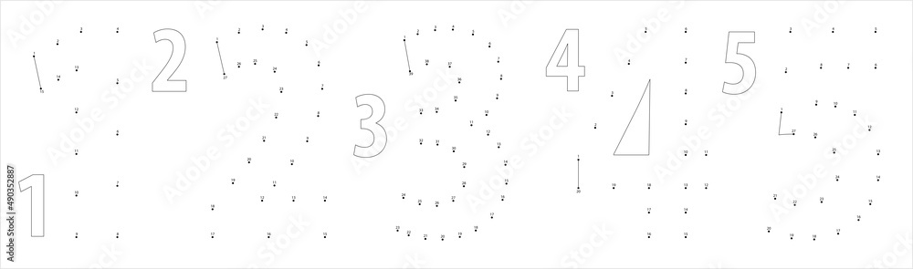 Number One To Five Dot To Dot Y_2112001 Stock Vector | Adobe Stock
