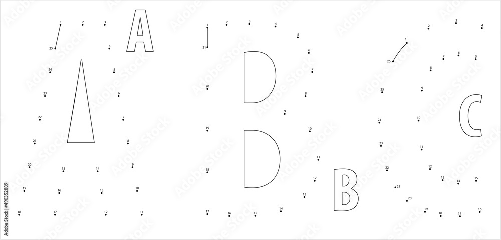 Alphabet A B C Dot To Dot Y_2112001 Stock Vector | Adobe Stock