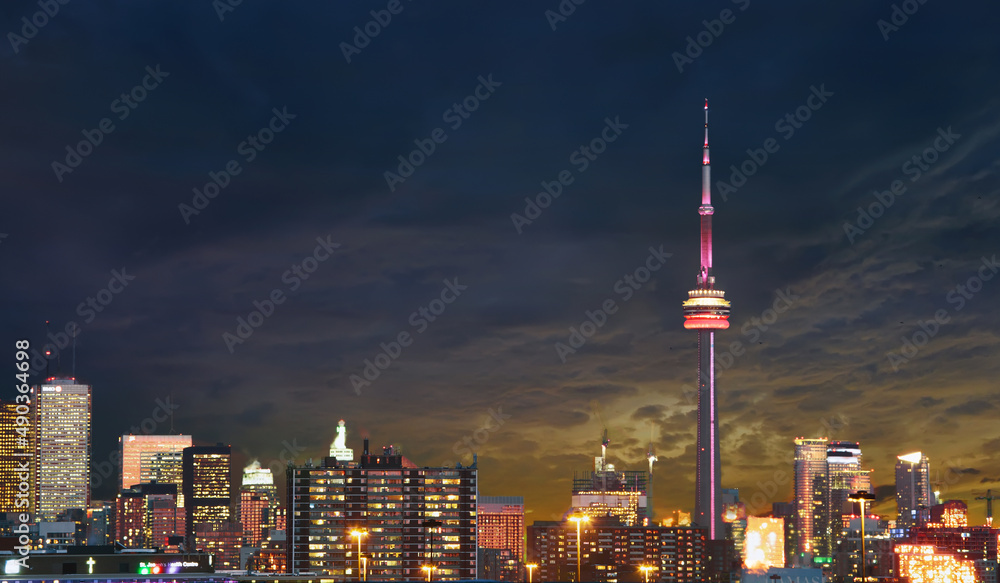 Toronto - January 21, 2020: Downtown Toronto skyline with famous CN ...