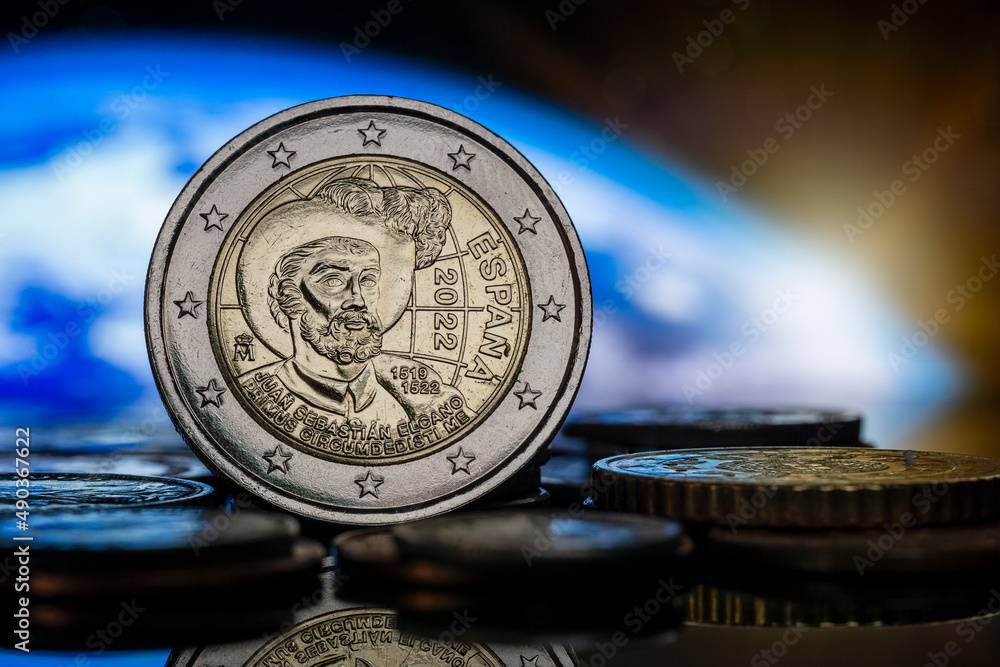 Commemorative Euro coin 500th anniversary of Juan Sebastian Elcanos ...