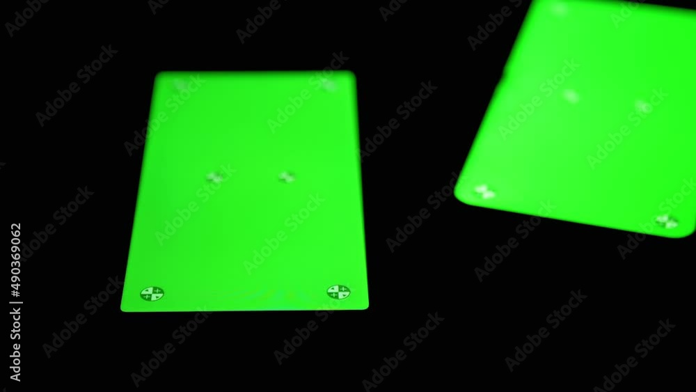 Two Smartphones with a Green Screen, Chroma, Markers on a Black ...