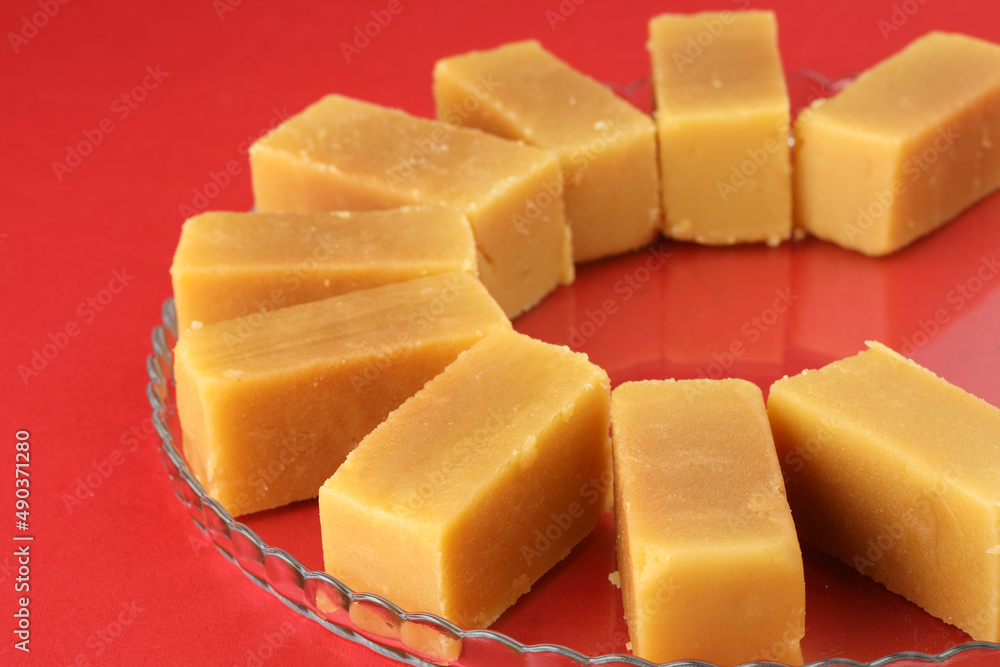 Mysore pak, a traditional, popular, and delicious sweet dish native to ...