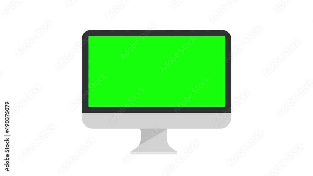 Animated Monitor with chroma green screen isolated on white background ...