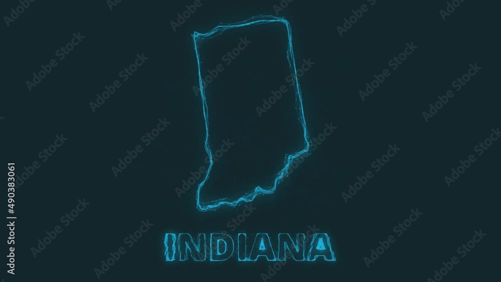 Plexus flat map showing the state of Indiana from the United State of ...