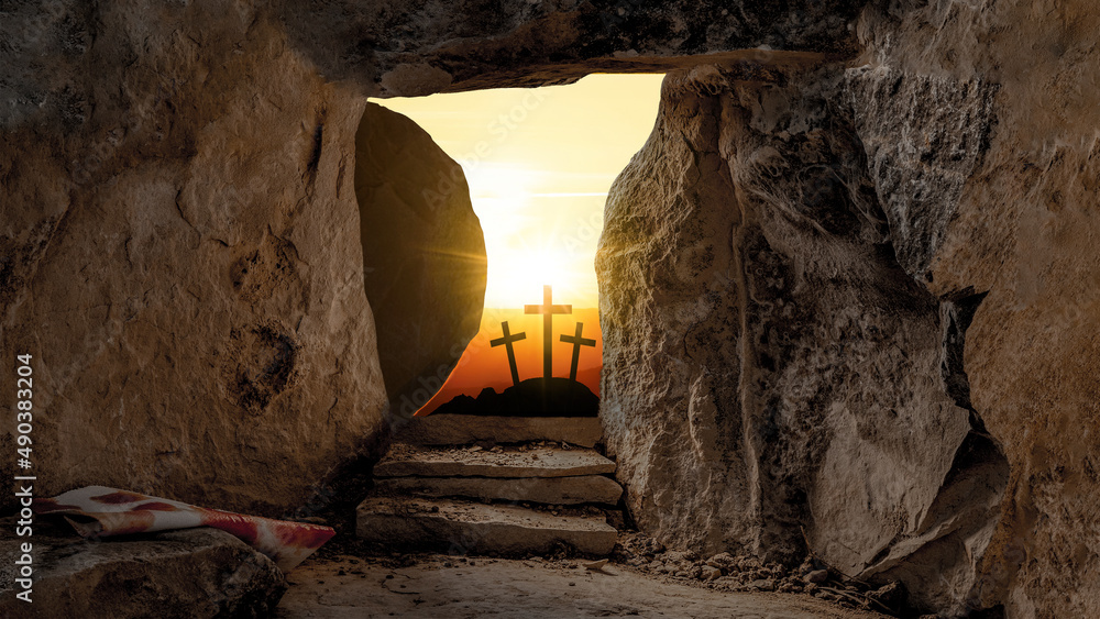 Photo & Art Print Easter background - Crucifixion - Resurrection of ...