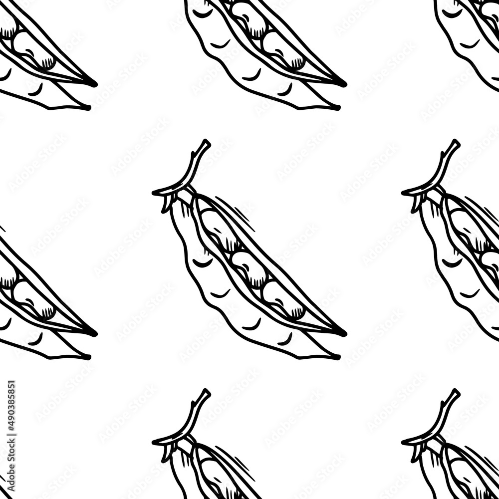 Vector seamless pattern with bean pods. Vector graphics. Vector ...