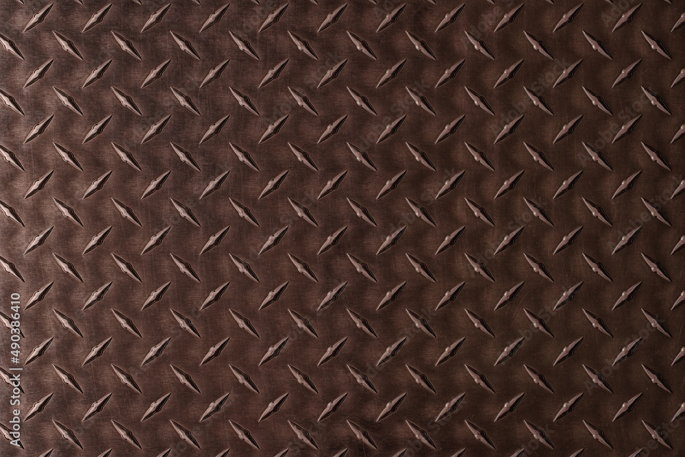 Dark metal texture of steel plate. brown iron background with diamond ...