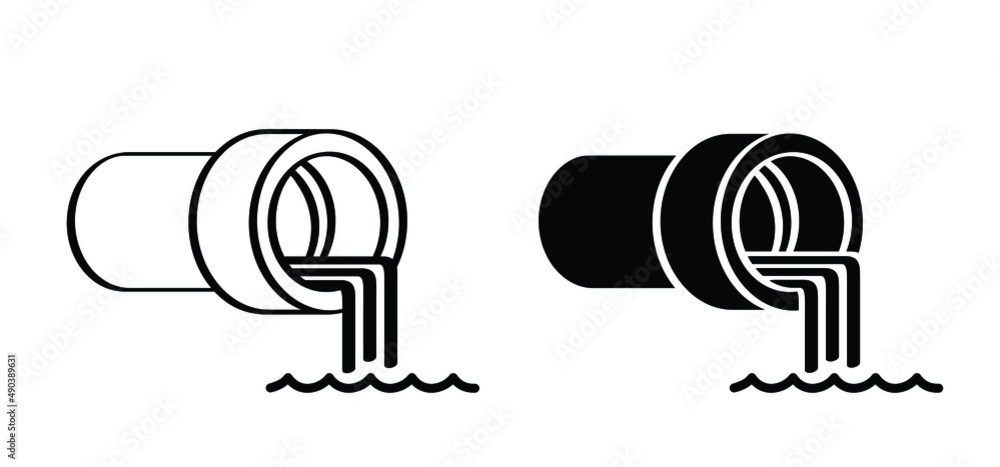 Plakat Grey wastewater, dirty water. Sewer pipe icon or pictogram. From ...