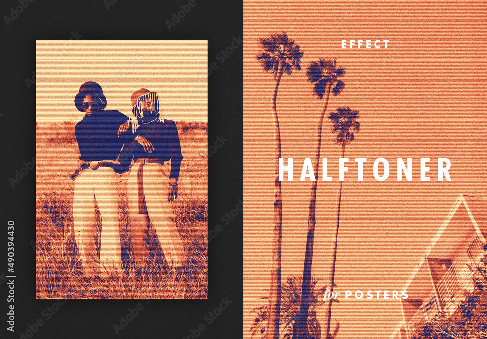 Poster Mono Grunge Halftone Photo Effect Mockup Stock Template | Adobe ...