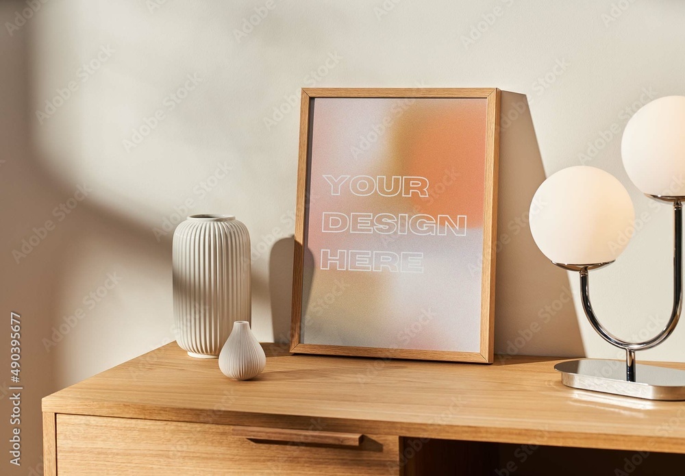 Wooden Frame Mockup at Home Stock Template | Adobe Stock