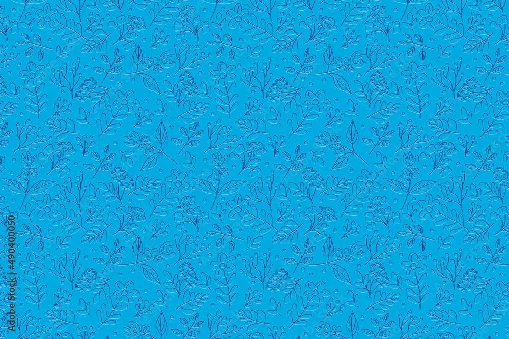 Blue animated Wallpaper with flowers and leaves textured elements ...