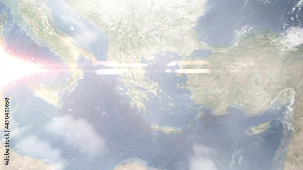 Earth zoom in from outer space to city. Zooming on Chalkis, Greece. The ...