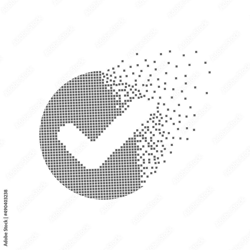Vektorová grafika „Round tick mark fast pixel dots icon. The ...